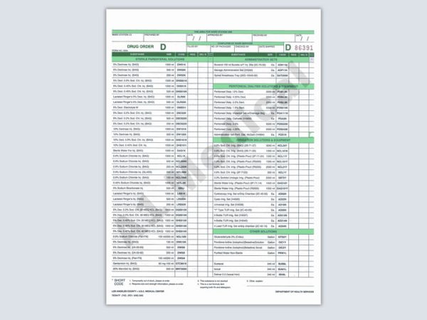 Medical Chart Paperwork 11 - Drug Order Form - A-1 Medical Integration
